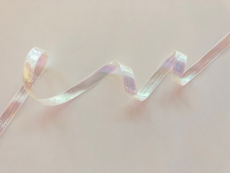 5 Yards 3/8 Pink or Clear Lamé Iridescent Ribbon for | Etsy