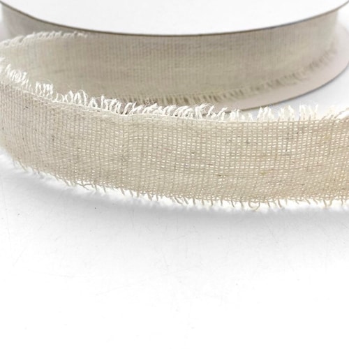 Antique Ivory Linen-cotton Blend Frayed Edge Ribbon 1 - Etsy