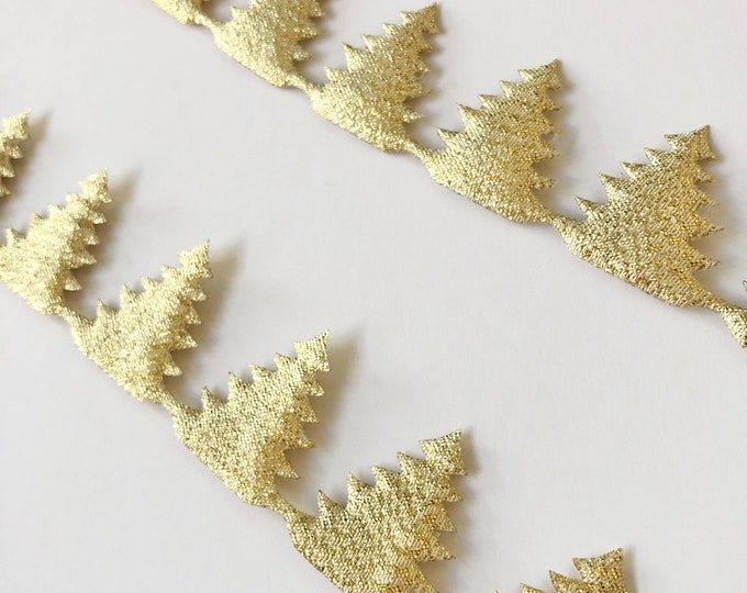 Gold Pine Tree Ribbon, by the Yard, Puffy Metallic Christmas Tree Satin ...
