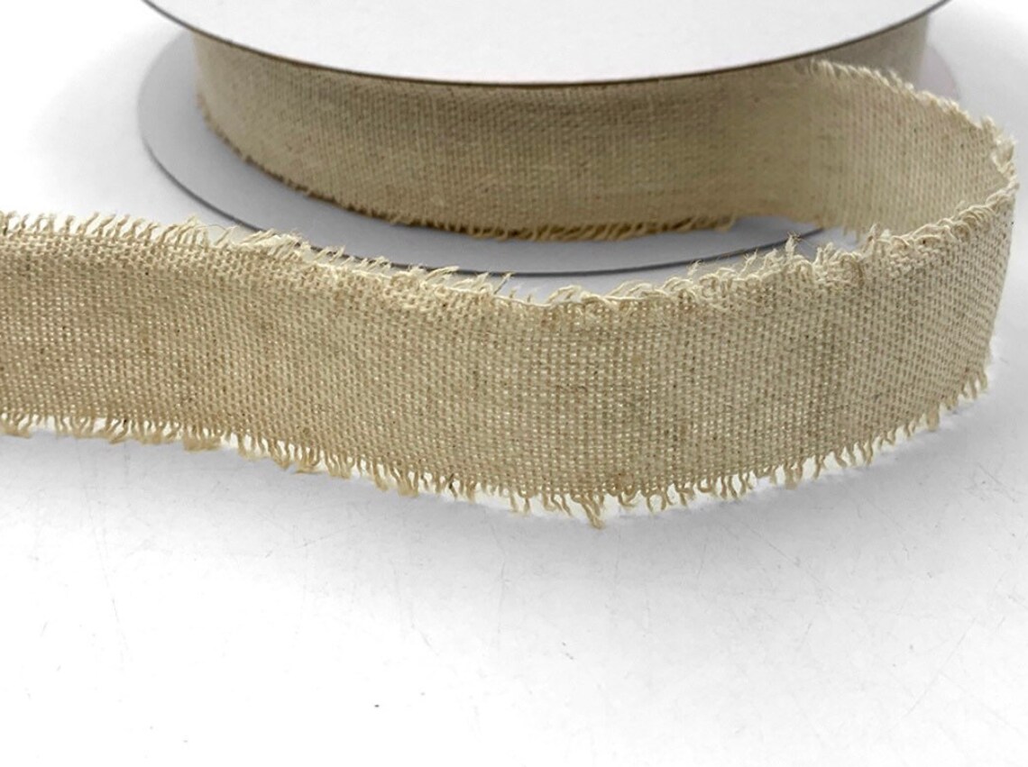 Natural Cotton Linen Ribbon Frayed Edge Raw Edge by the - Etsy