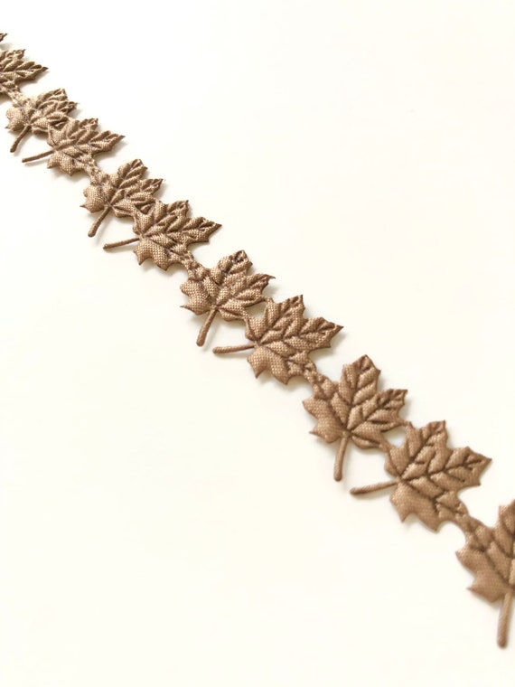 Brown Maple Leaf Ribbon by the Yard Cutout Satin Fall Autumn | Etsy