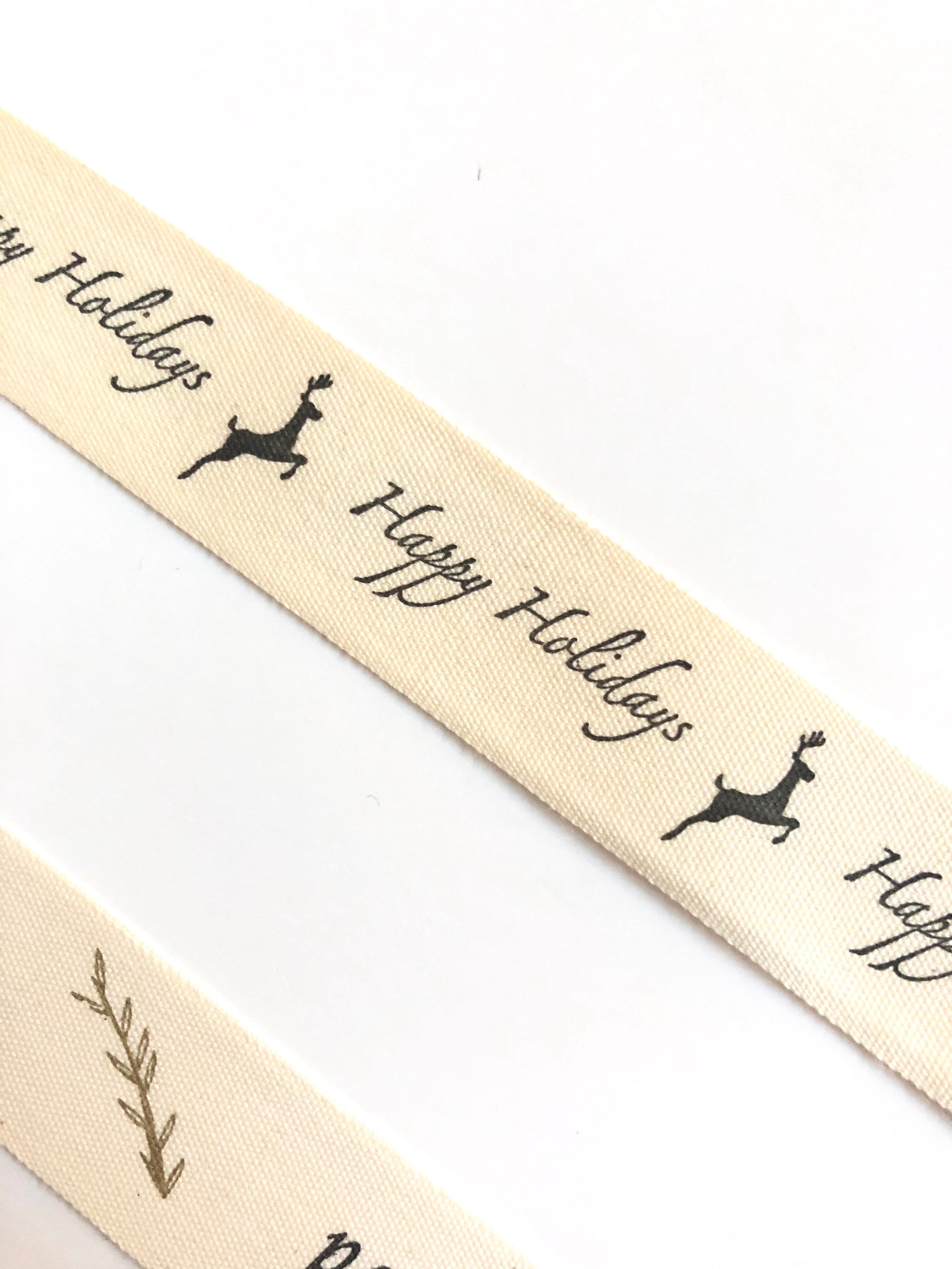 3/4” Ivory Cotton Canvas Ribbon, by the Yard, Noel, Peace Love Joy ...