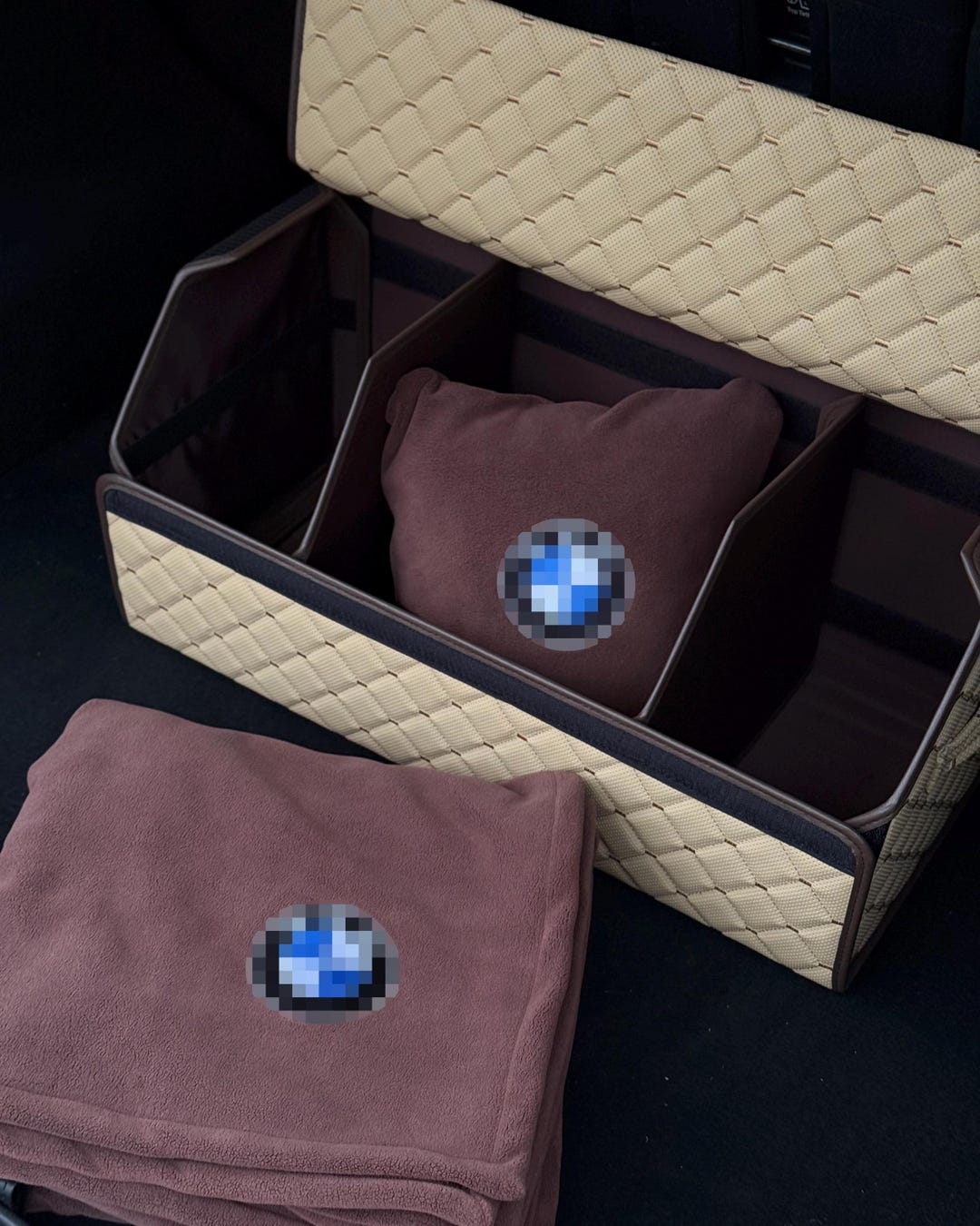 Car Accessory Set: Trunk Organizer, Personalized Blanket & Pillow, Car ...