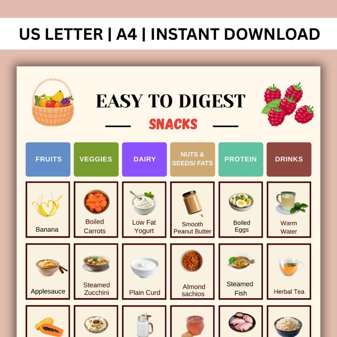 Easy to Digest Food Chart, GERD Friendly Snack, Gentle Foods Grocery ...