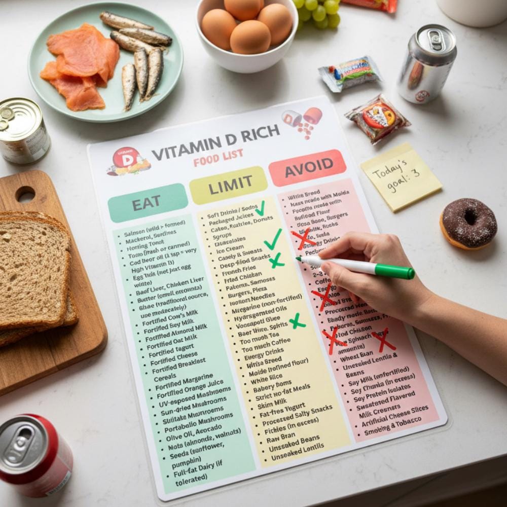Vitamin D Food List Printable, High Vitamin D Foods, Bone Density ...
