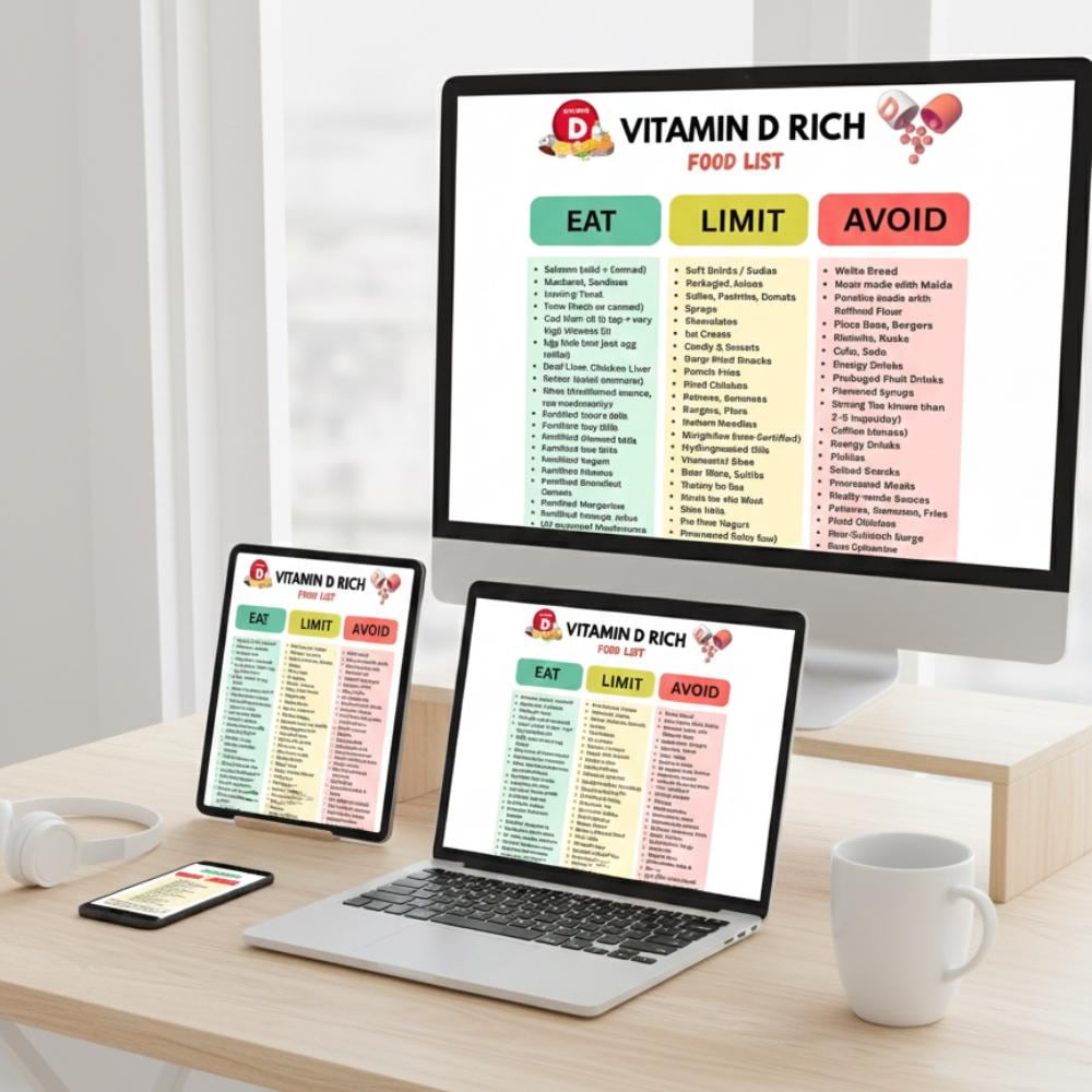 Vitamin D Food List Printable, High Vitamin D Foods, Bone Density ...