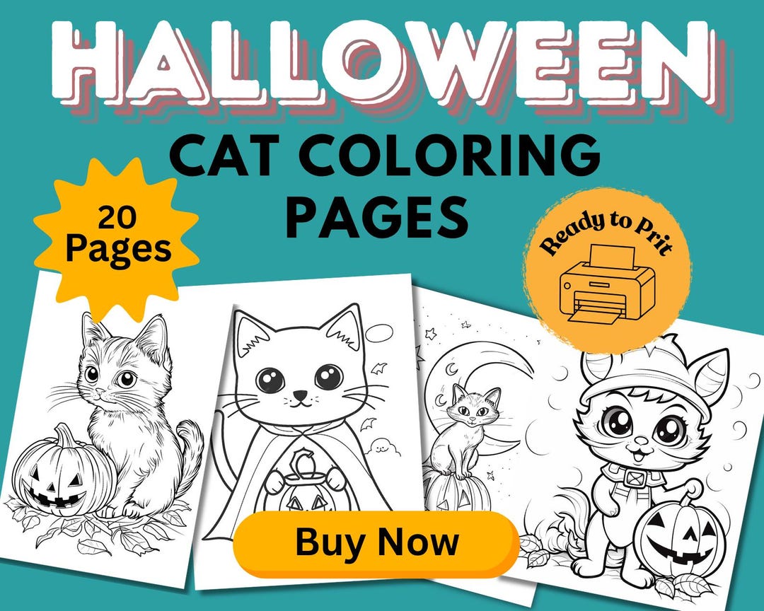 Halloween Cat Coloring Pages | Cute Cat Halloween Coloring Sheets ...