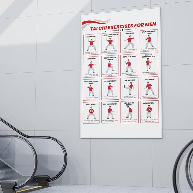 Printable Tai Chi Exercises for Men, Tai Chi Workout Chart, Tai Chi ...