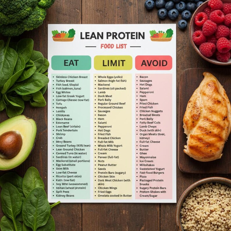 Lean Protein Food List, Protein Food List Printable, High Protein Food ...
