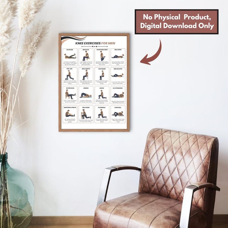 Knee Exercises Chart, Printable Exercise Chart, Senior Workout Routines ...