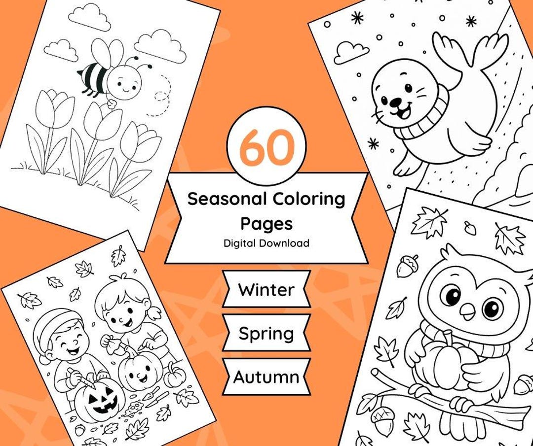 Seasonal Coloring Pages for Kids | Summer Winter Autumn 60 Printable ...