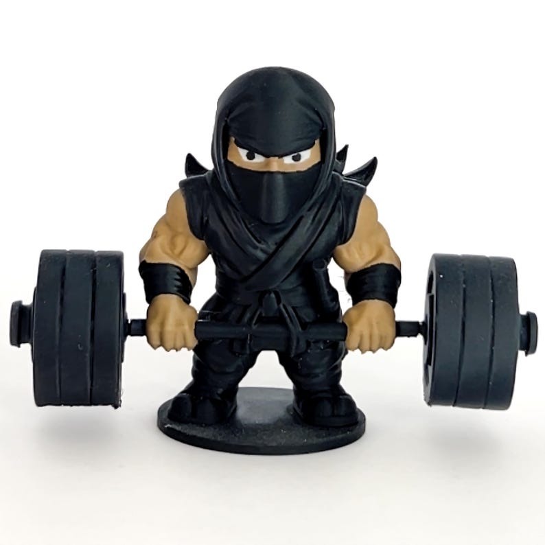 3D Printed Chibi Ninja Figurine: Deadlifting Martial Arts Decor - Etsy