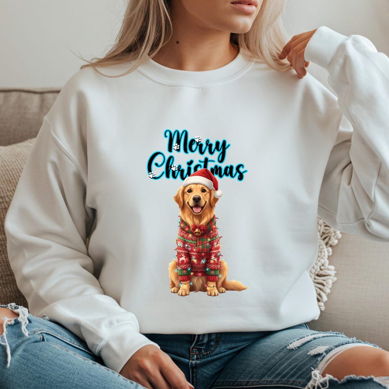 Merry Golden Retriever Christmas Sweatshirt, Hoodie, Dog Xmas Shirt - Etsy