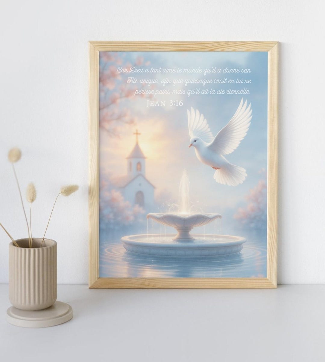 Christian Faith Poster With Personalized Bible Verse - Dove Fountain ...