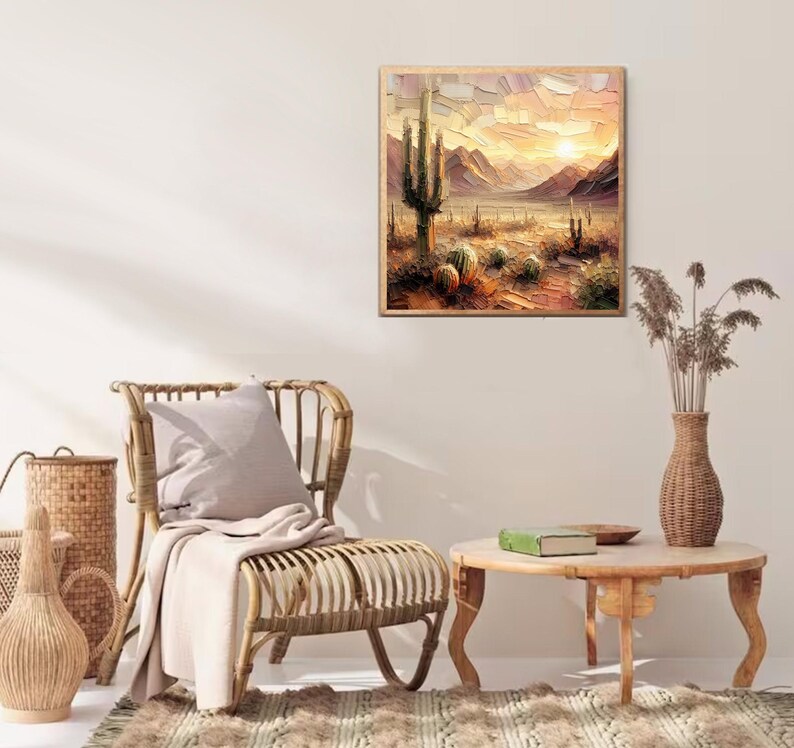 Saguaro Painting Desert Sunset Art Print Cactus Landscape Wall Art - Etsy