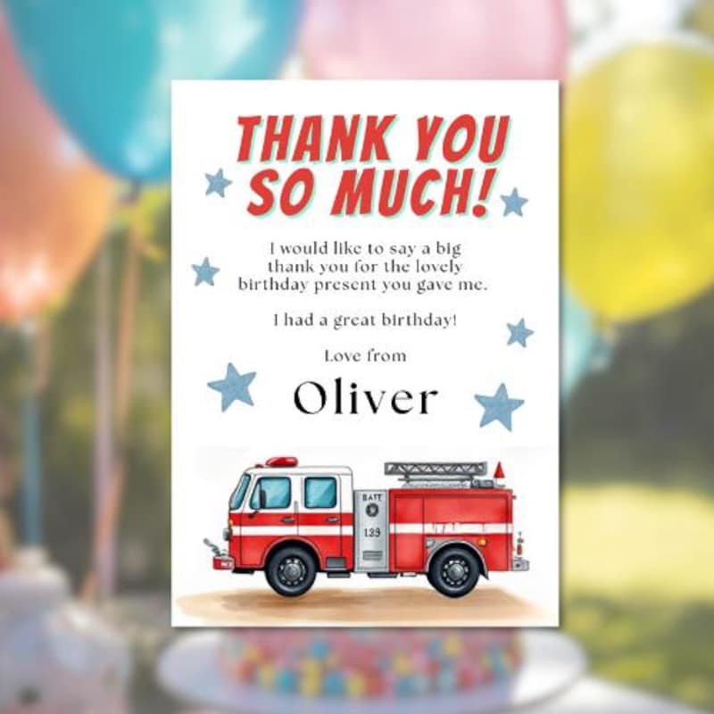Fire Truck Thank You - Etsy UK
