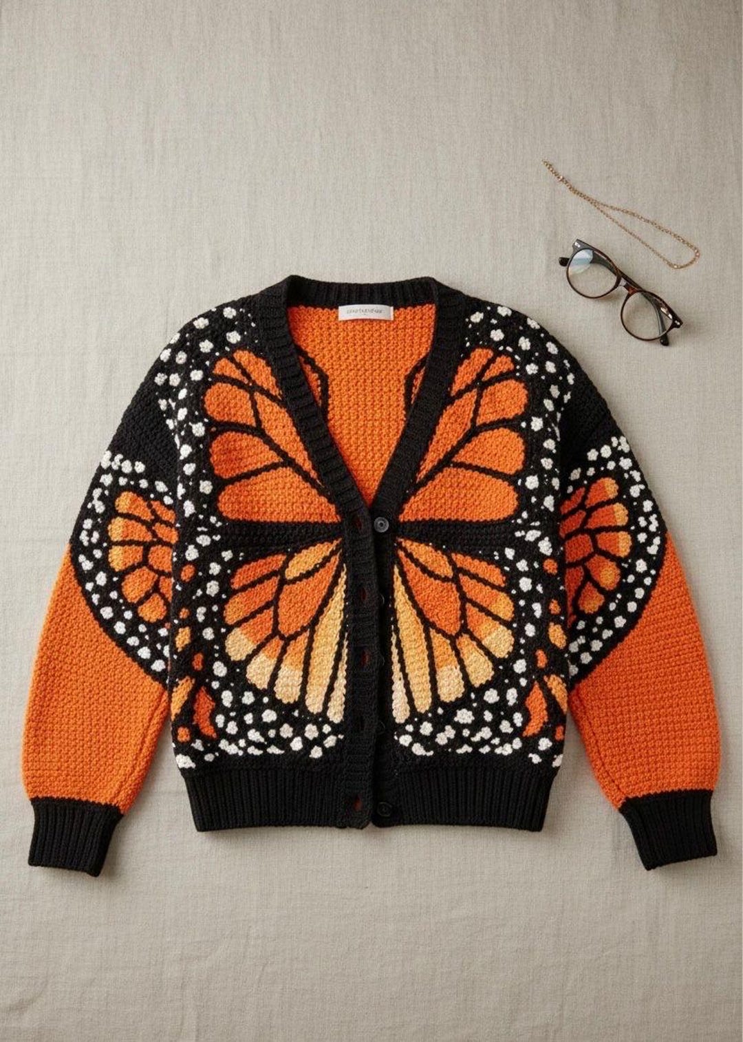 Monarch Butterfly Cardigan Crochet Pattern PDF | Oversized Wing Sweater ...