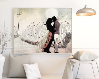 The kiss painting Large Canvas Art Print Love couple | Etsy
