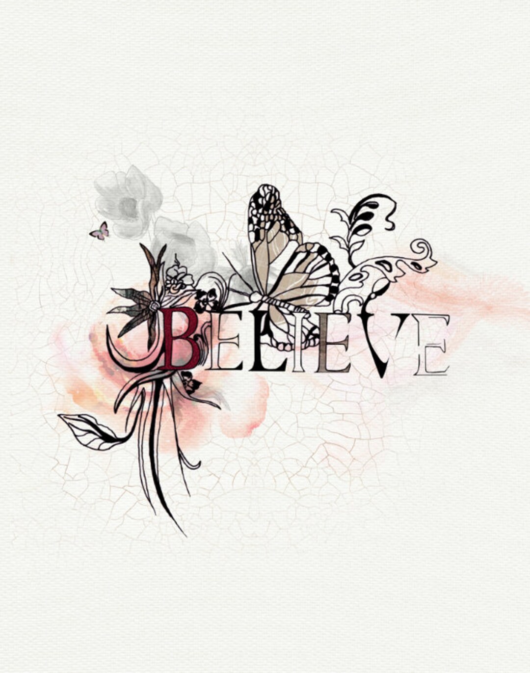 Believe Inspirational Print, Motivational Wall Decor, Modern Art ...