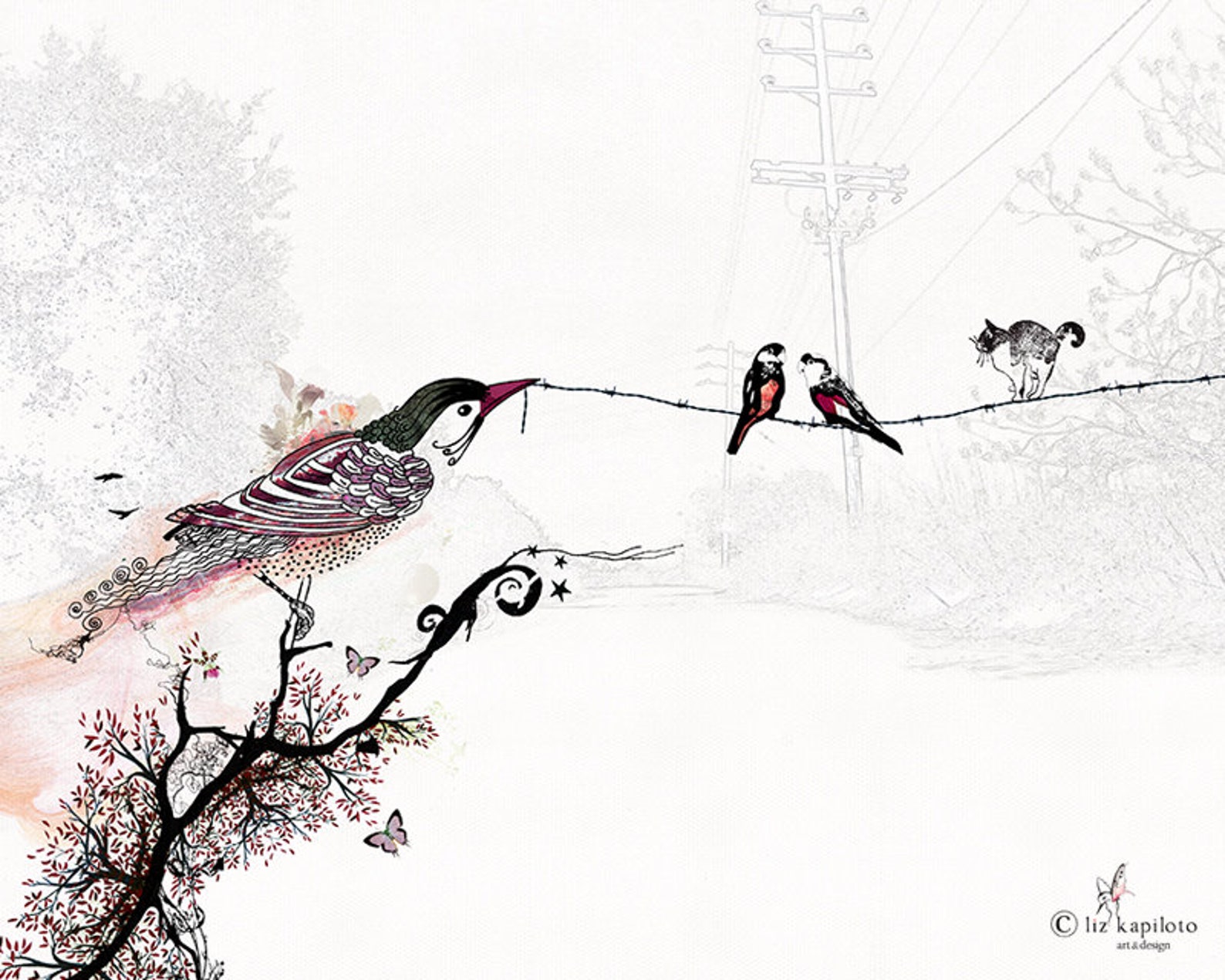 Bird Art Print Original Pen & Ink Drawing Bird Prints Ink - Etsy