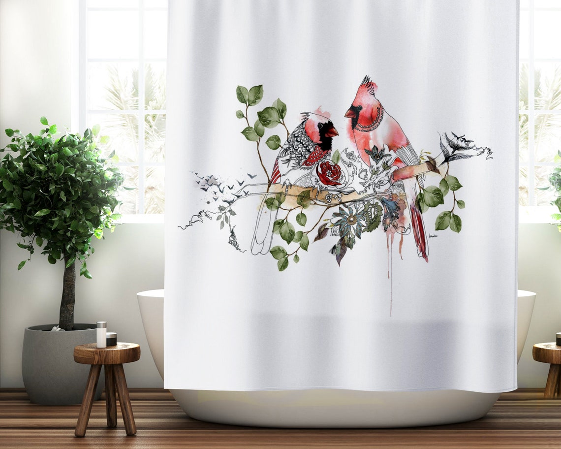 Cardinals Shower Curtain, Bath Curtain, Shower Decor, Shower Curtains ...
