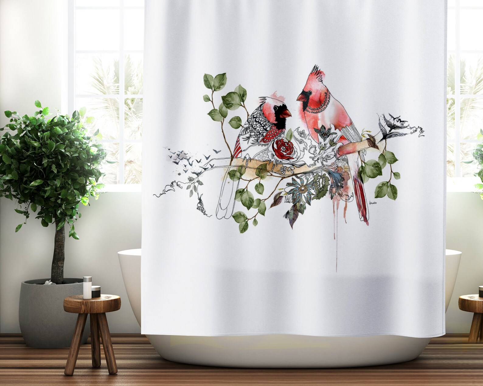 Cardinals Shower Curtain, Bath Curtain, Shower Decor, Shower Curtains ...
