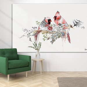 Red Cardinals Painting, Large Wall Art, Canvas Art Print, Large Living ...