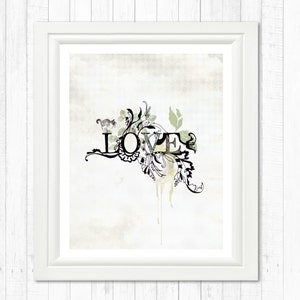 Love Typography Print, Love Wall Art, Love Wall Decor, Romantic Wall ...