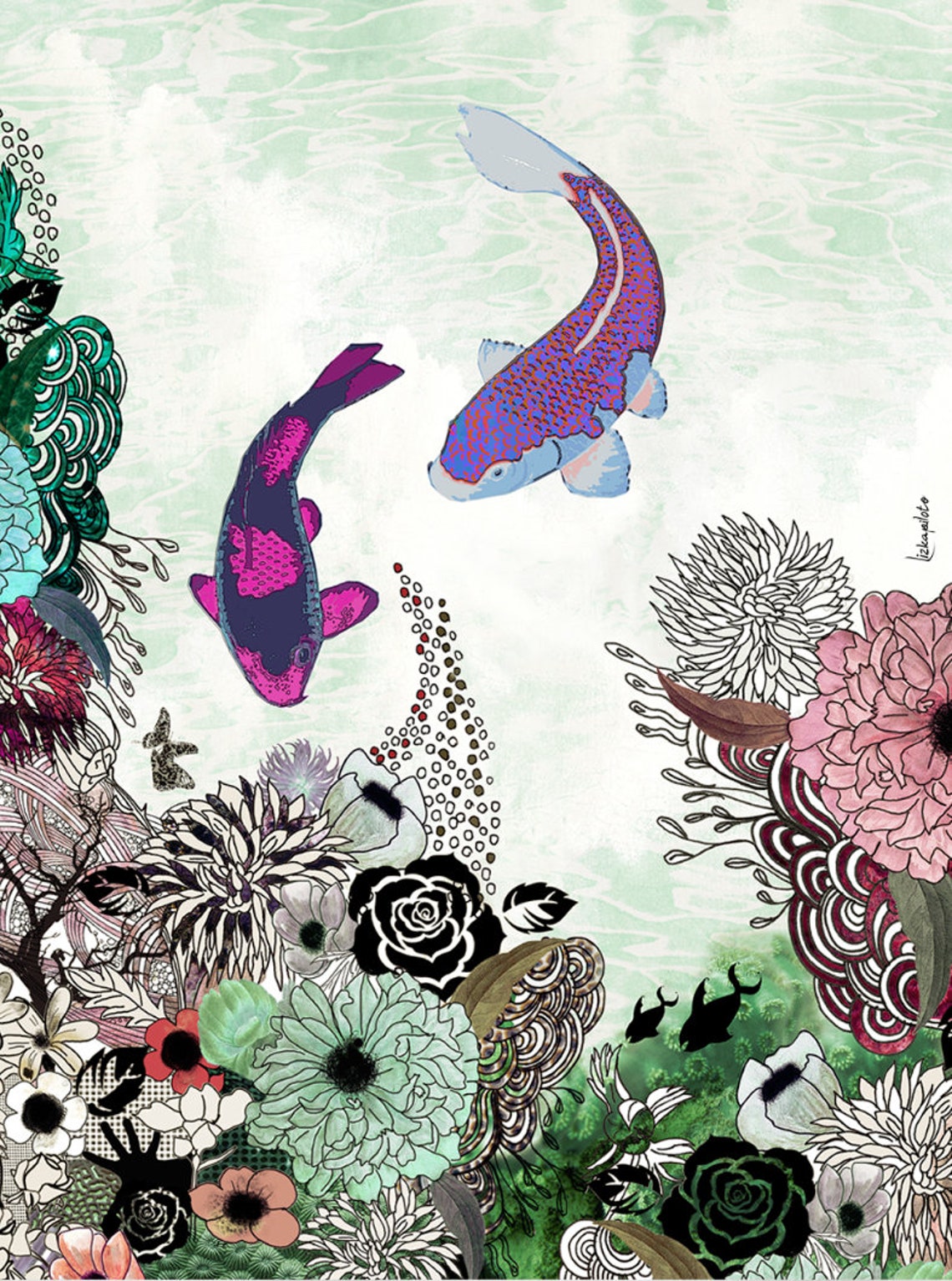 Large Fish Painting Colorful Wall Art Extra Large Wall Art | Etsy