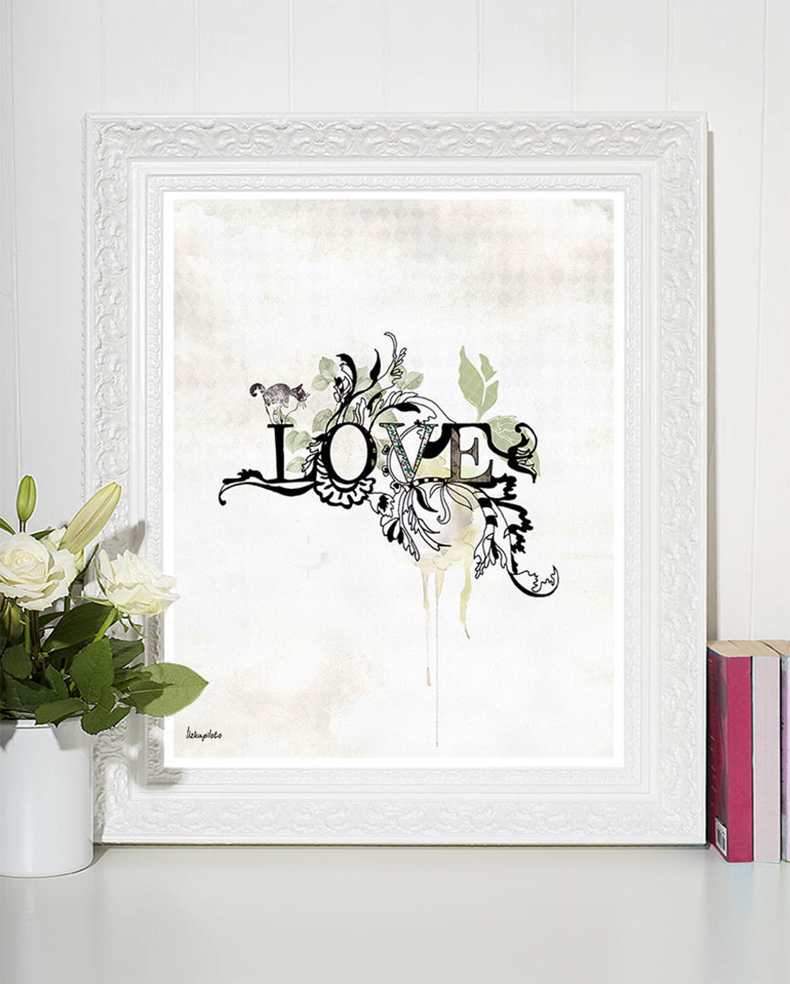 Love Typography Print Love Wall Art Love Wall Decor | Etsy