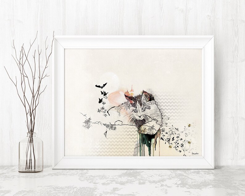 Cat Drawing Print of Original Drawing Cat Lover Gift - Etsy