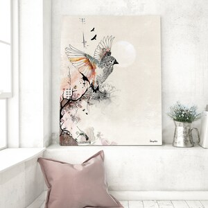 Boho Wall Art Print, Bird Painting, Boho Home Decor, Bohemian Wall Art ...