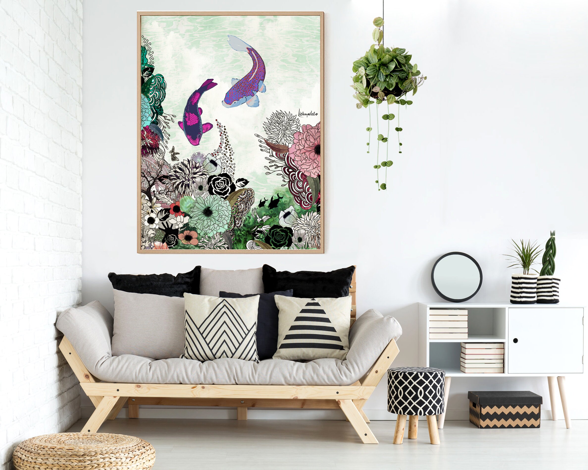 Feng Shui Art Spiritual Office Wall Art Koi Fish Painting | Etsy