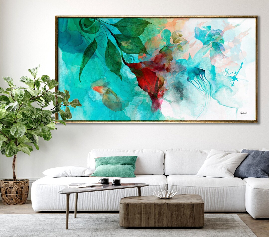 Colorful Abstract Painting Print, Large Modern Wall Art, Living Room ...