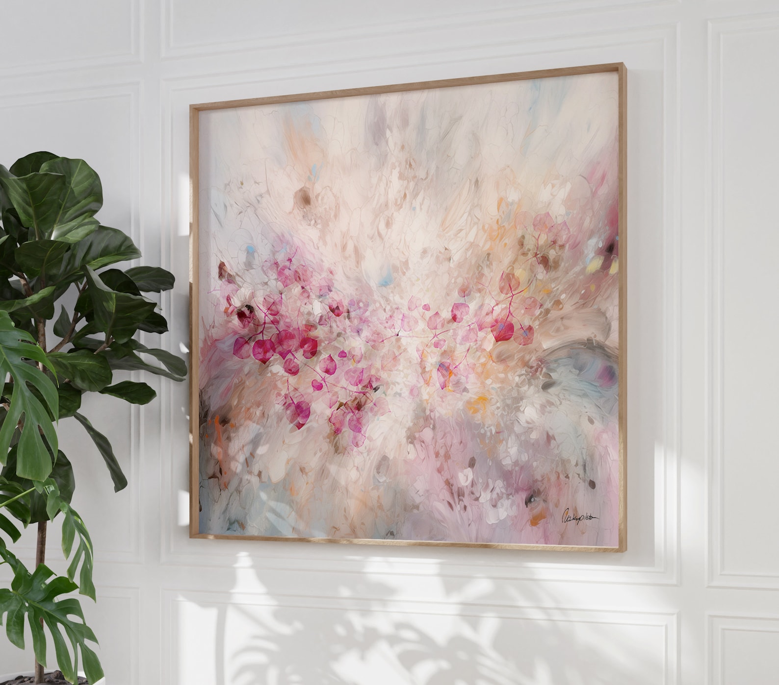 Abstract Painting Print, Pink Wall Art Large, Botanical Abstract Wall ...