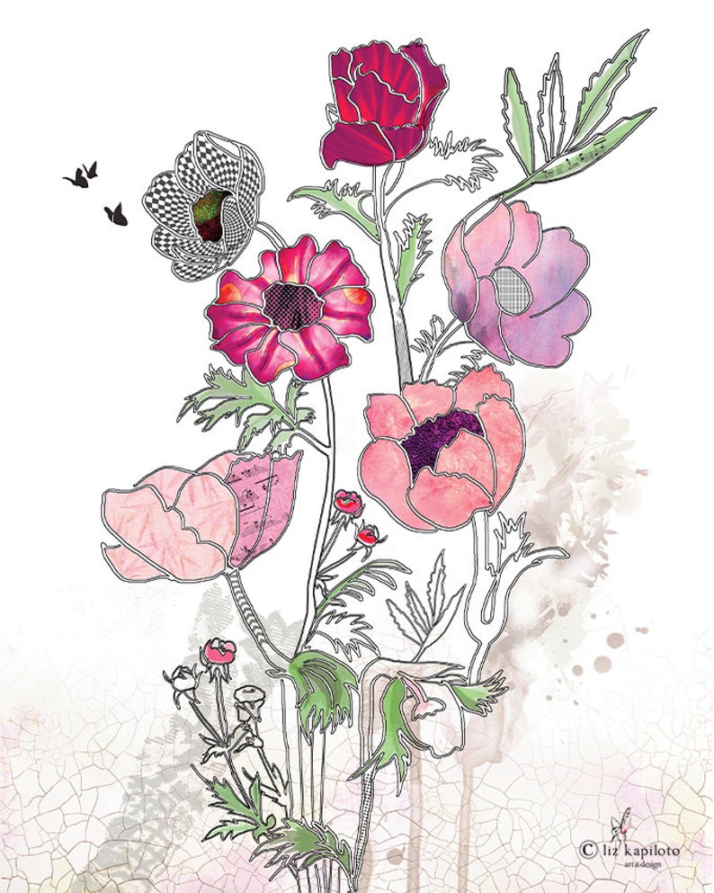 Pink Flowers Art Pink Art Print Watercolor Flower Painting - Etsy