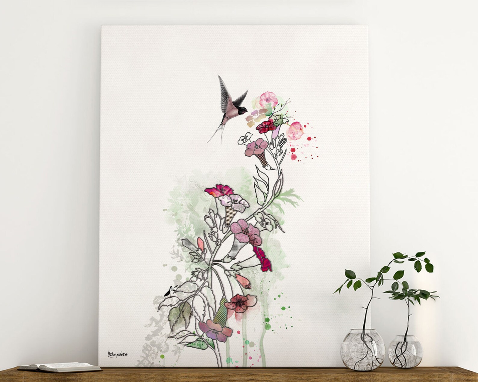 Pink Flower Print Japanese Art Botanical Flower Print | Etsy