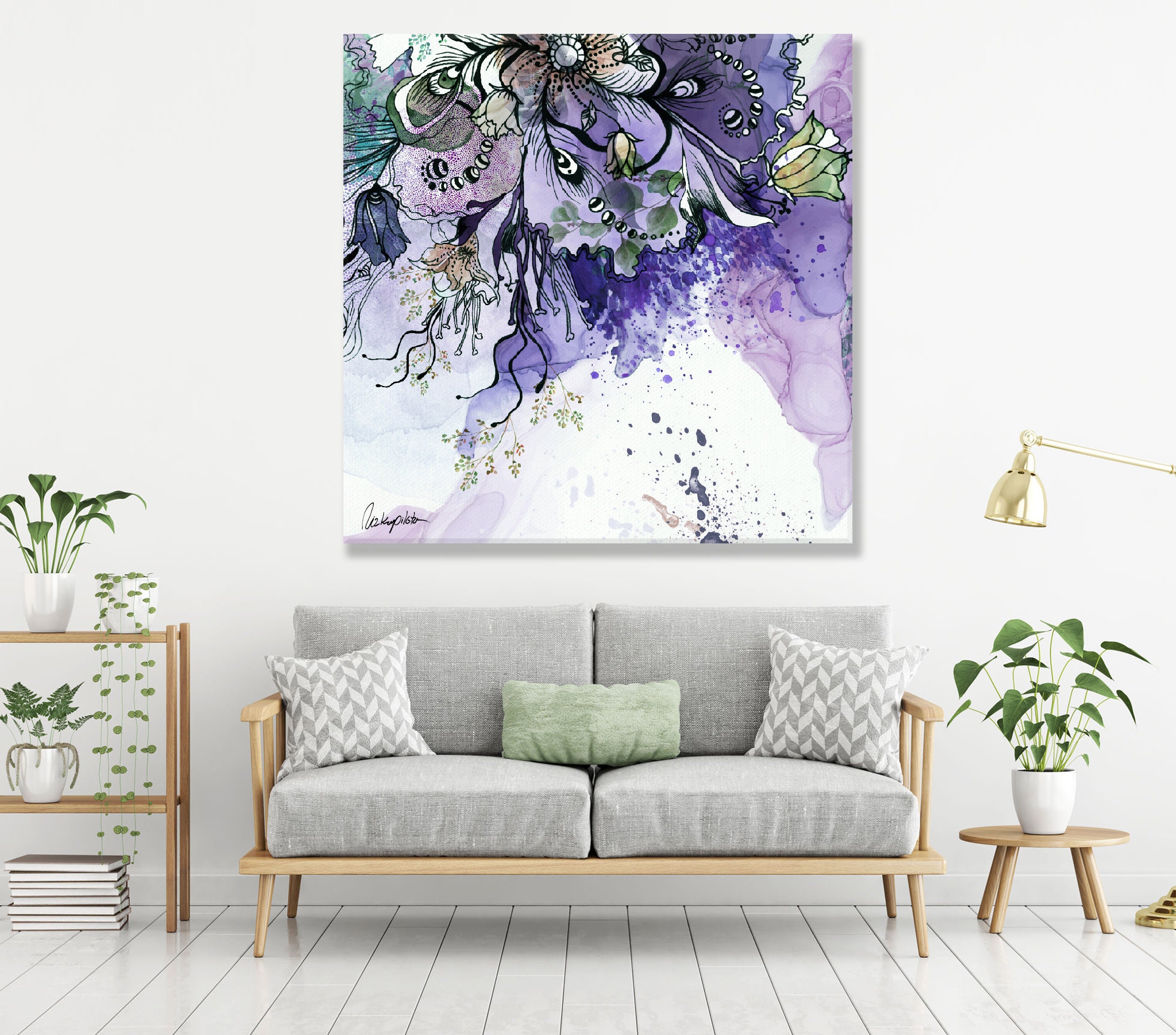 Purple Abstract Wall Art Large Modern Art Abstract Canvas | Etsy