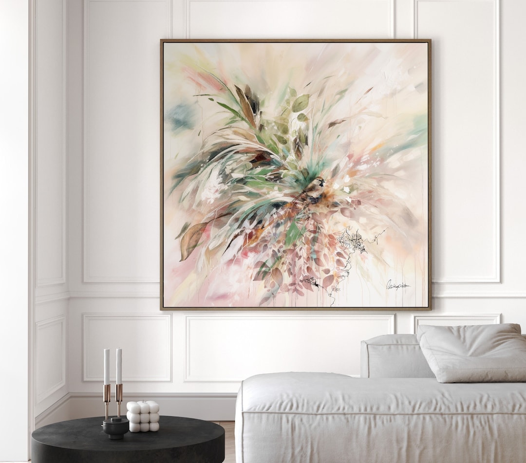 Soft Pastel Abstract Wall Art Canvas, Tropical Abstract Painting, Boho ...