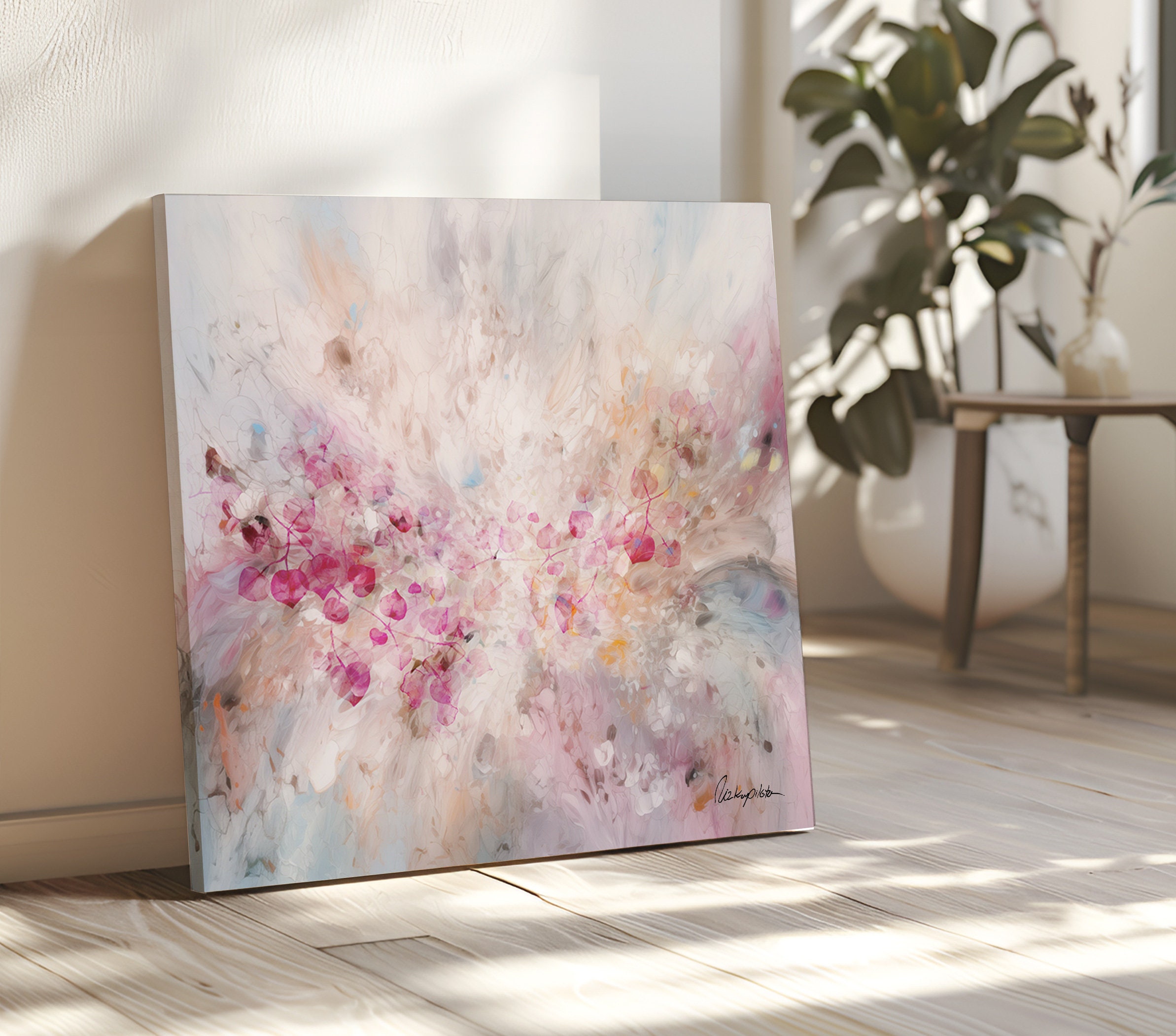 Abstract Painting Print, Pink Wall Art Large, Botanical Abstract Wall ...