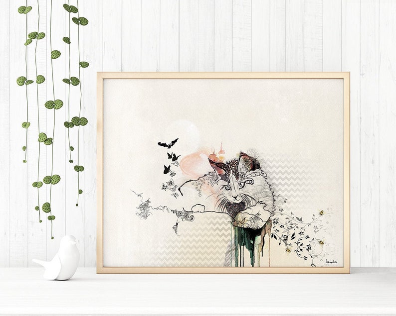 Cat Drawing Print of Original Drawing Cat Lover Gift - Etsy