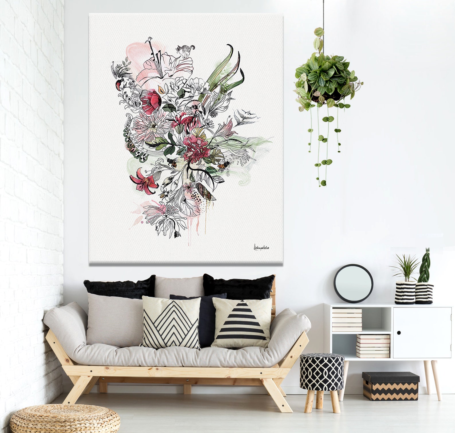 Extra Large Canvas Art, Abstract Floral Painting, Tropical Wall Art ...