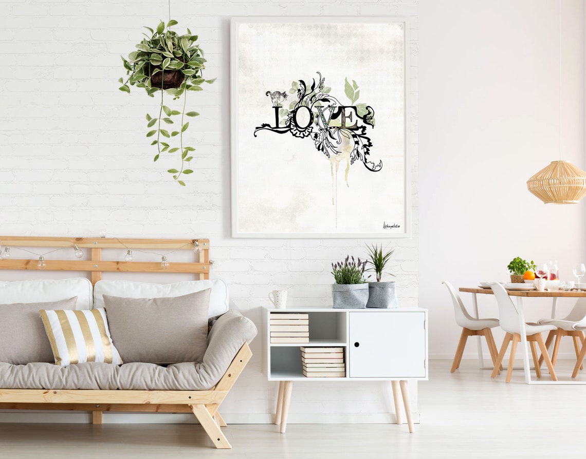 Love Typography Print Love Wall Art Love Wall Decor - Etsy