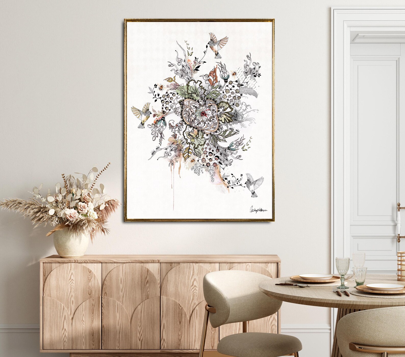 Modern Ink Drawing, Abstract Floral Art, Ink Art, Modern Art Print ...