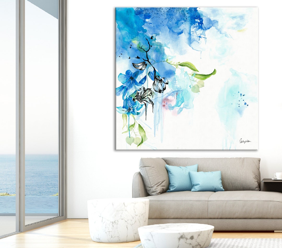 Large Abstract Wall Art, Blue Abstract Painting, Modern Painting for ...