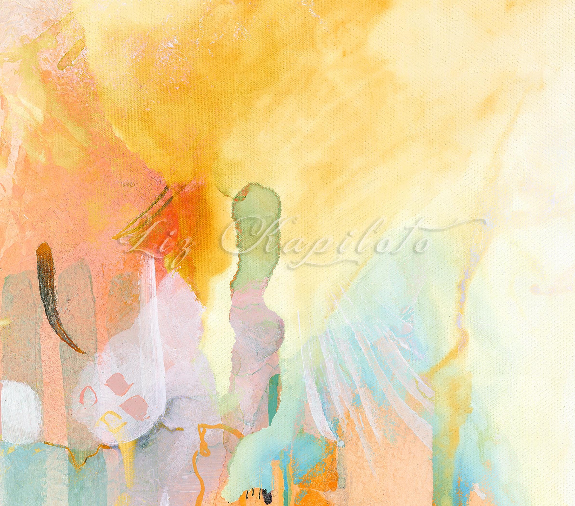 Abstract Watercolor Painting, Bright Yellow Orange Wall Art, Abstract ...