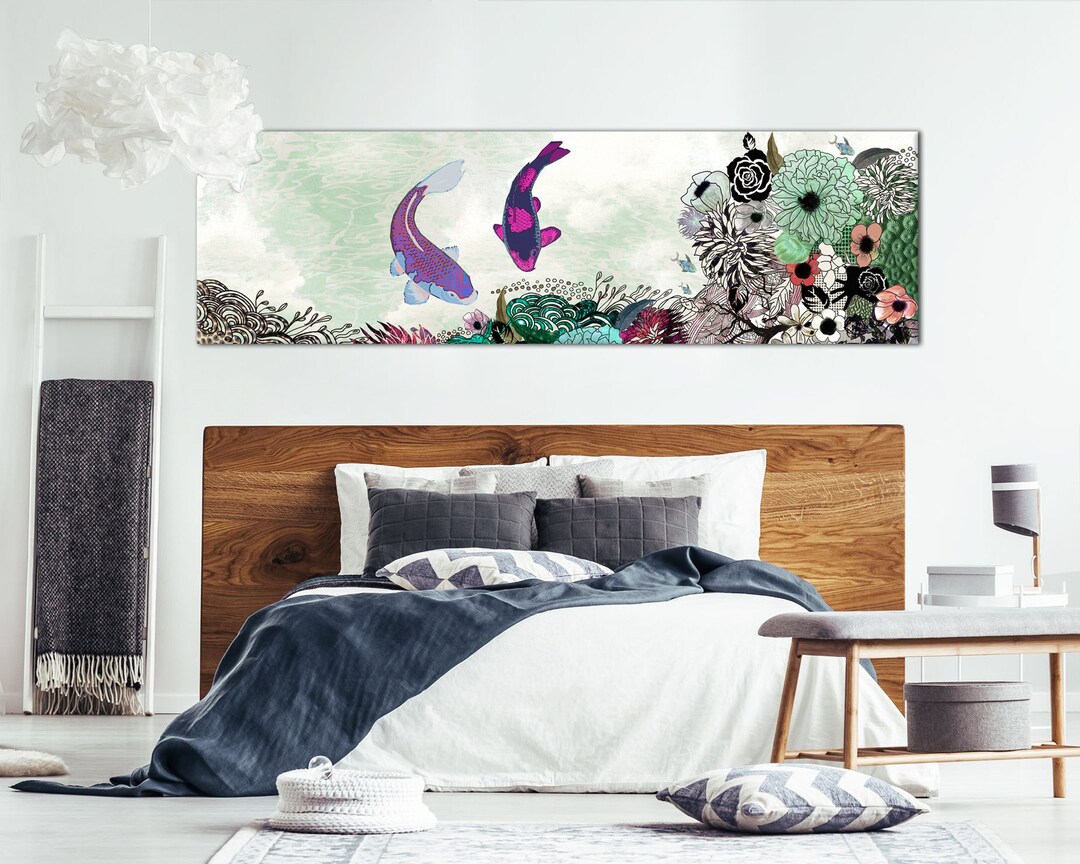 Boho Wall Art, Koi Fish Painting, Colorful Art Print, Bedroom Art ...