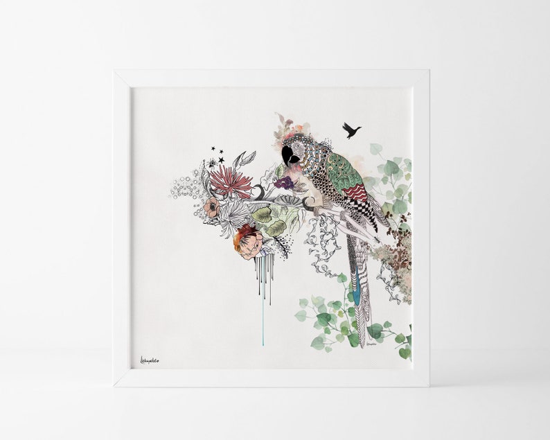 Extra Large Wall Art Original Parrot Painting Large Canvas | Etsy