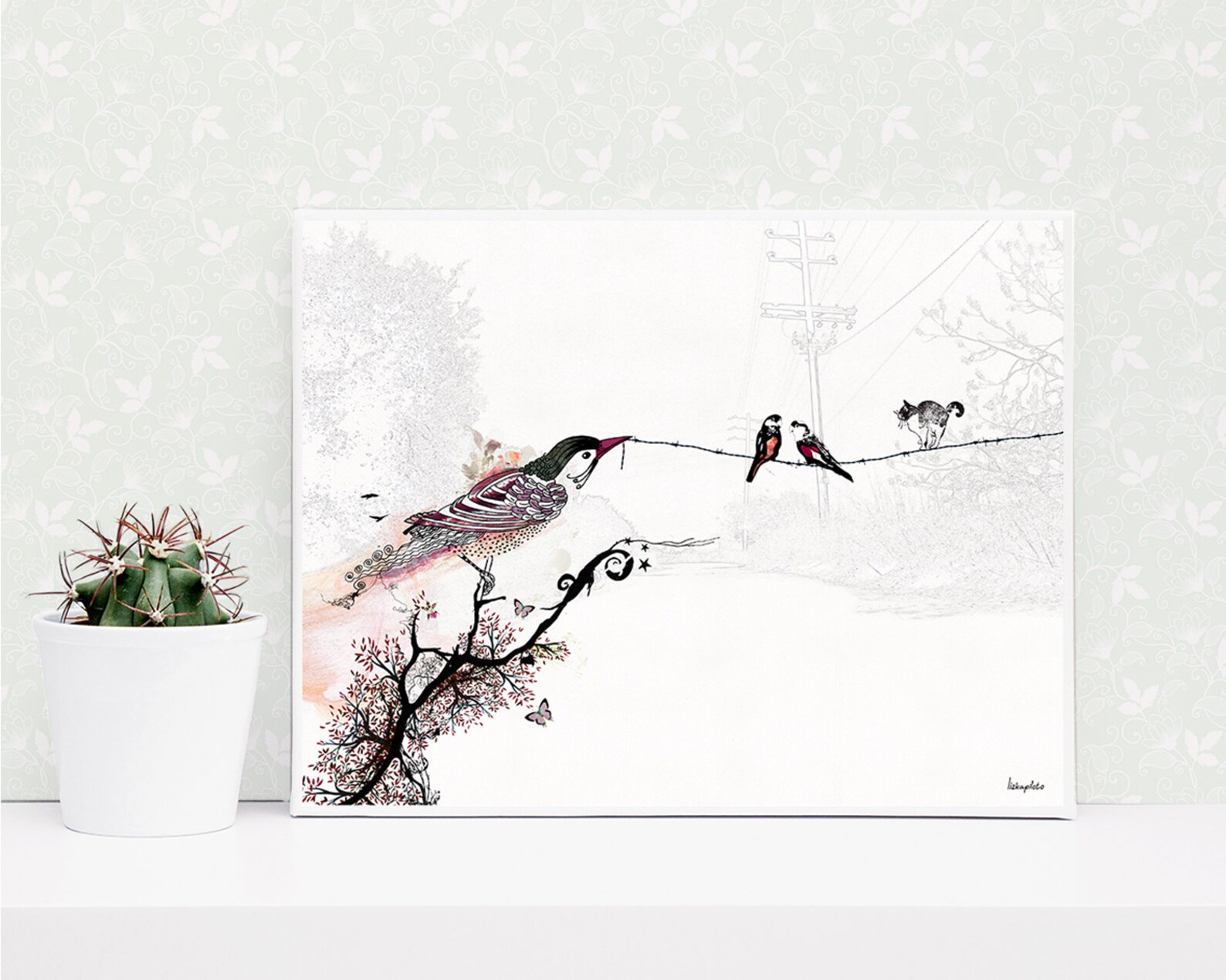 Bird Collage Art Print, Birds Wall Art, Horizontal Print, Birds Print ...