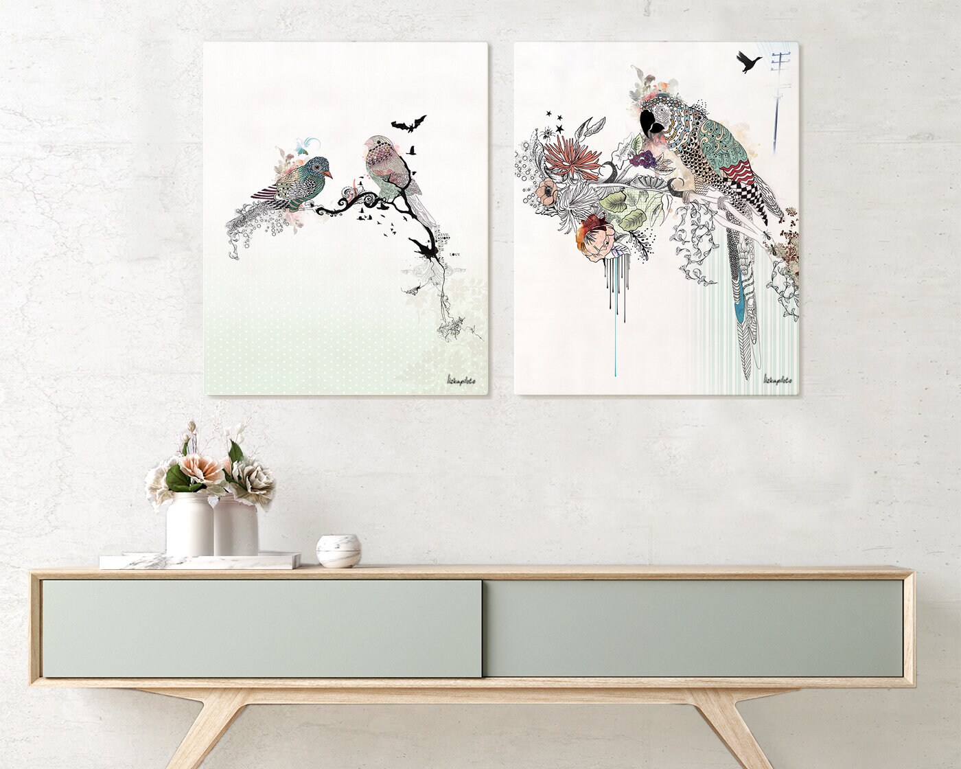 Bird Print Set Wall Art Set Home Decor Wall Art Set of 2 | Etsy